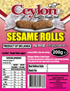 CEYLON 200g SESAME ROLLS | Australasian Foods